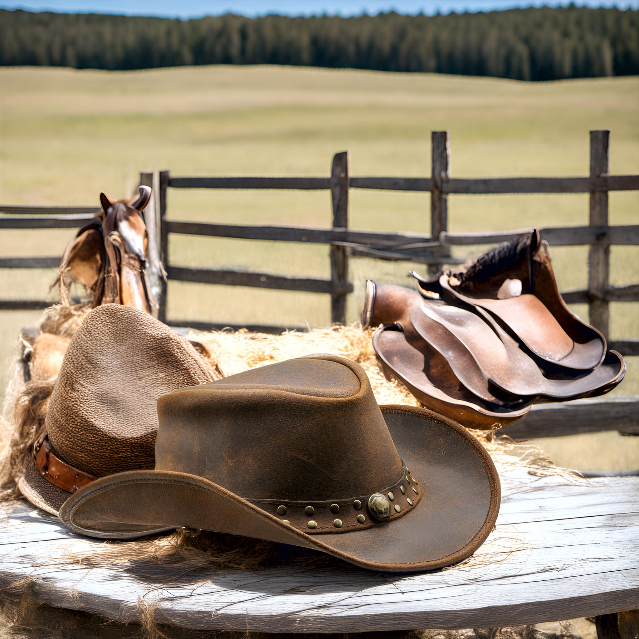 Shapeable Leather Cowboy hat into Outback hat Western Vintage Australian Hats for Men & Women