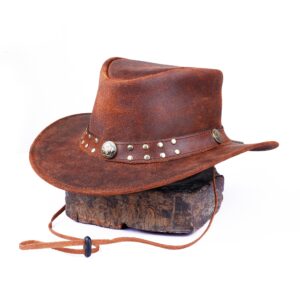 Shapeable Leather Cowboy hat into Outback hat Western Vintage Australian Hats for Men & Women