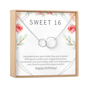 dear ava infinity interlocking double circle connecting necklace for women - jewelry pendant love gifting idea for her with heartfelt card - 16th birthday gift for sweet sixteen silver