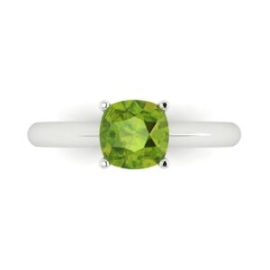 clara pucci 1.50 ct cushion cut solitaire genuine natural green peridot engagement bridal promise anniversary ring 14k white gold