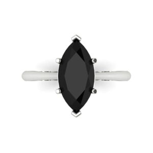 2.50 ct marquise cut solitaire genuine natural black onyx wedding bridal designer anniversary engagement ring 14k white gold 9