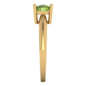 Clara Pucci 1.0 ct Cushion Cut Solitaire Genuine Natural Green Peridot Engagement Bridal Promise Anniversary Ring 14k Yellow Gold