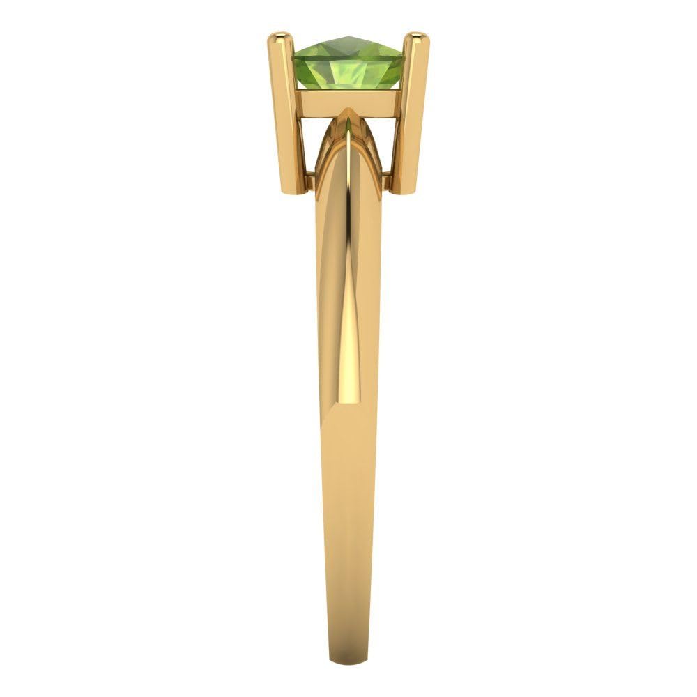 Clara Pucci 1.0 ct Cushion Cut Solitaire Genuine Natural Green Peridot Engagement Bridal Promise Anniversary Ring 14k Yellow Gold