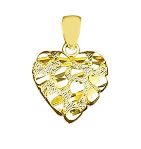 amz jewelry 10k yellow gold heart nugget pendant nugget heart charm