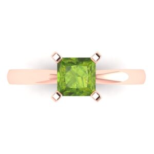 clara pucci 0.9ct princess cut solitaire genuine vivid green peridot proposal bridal designer wedding anniversary ring 14k rose gold