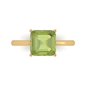 clara pucci 2.5 ct asscher cut solitaire genuine natural green peridot engagement bridal promise anniversary ring 14k yellow gold