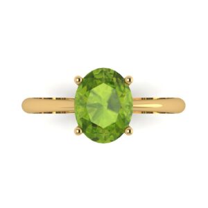 clara pucci 1.9ct oval cut solitaire genuine vivid green peridot proposal bridal designer wedding anniversary ring 14k yellow gold