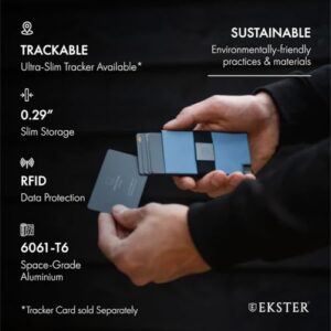 Ekster Aluminum Cardholder Wallet for Men | Metal Wallets with RFID Blocking Layer | Slim & Minimalist Aluminum Wallet with Push Button for Quick Card Access (Midnight Blue)