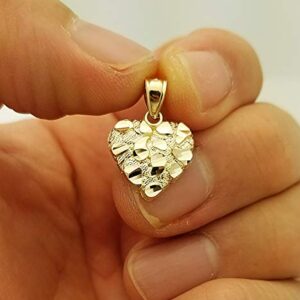 AMZ Jewelry 10k Yellow Gold Heart Nugget Pendant Nugget Heart Charm