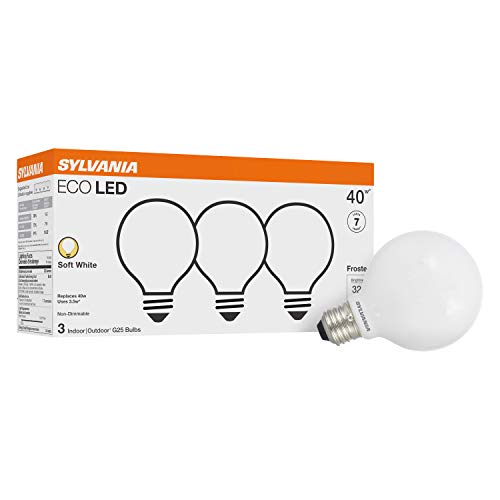 SYLVANIA ECO LED Light Bulb, G25 Globe, 40W Equivalent, Efficient 3.5W, 7 Year, 325 Lumens, Frosted, 2700K, Soft White - 3 Pack (40880)