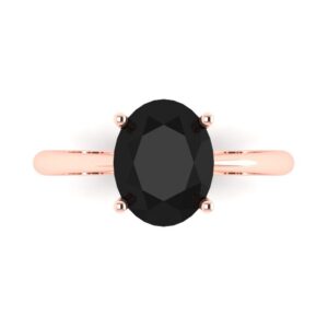 2.5ct oval cut solitaire genuine natural black onyx wedding bridal designer anniversary engagement ring 14k rose gold 5.75