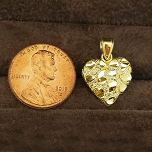 AMZ Jewelry 10k Yellow Gold Heart Nugget Pendant Nugget Heart Charm