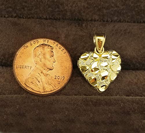 AMZ Jewelry 10k Yellow Gold Heart Nugget Pendant Nugget Heart Charm