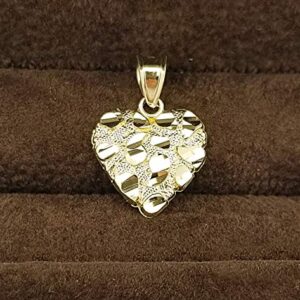 AMZ Jewelry 10k Yellow Gold Heart Nugget Pendant Nugget Heart Charm