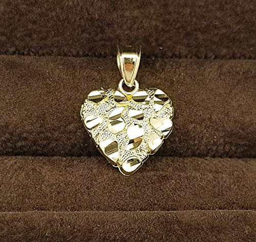 AMZ Jewelry 10k Yellow Gold Heart Nugget Pendant Nugget Heart Charm