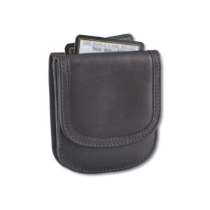 taxi wallet® - tw14-coffee bean - soft leather (dark brown) - compact, front pocket folding wallet - for cards, coins, bills, id (men & women)