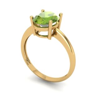 Clara Pucci 1.9ct Oval Cut Solitaire Genuine Vivid Green Peridot Proposal Bridal Designer Wedding Anniversary Ring 14k Yellow Gold