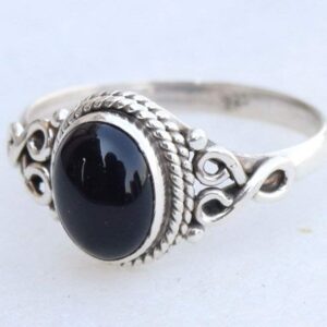 Black Onyx Stone Ring 925 Sterling Silver Statement Ring For Women Handmade Rings Gemstone Christmas Promise Ring Size US 9 Gift For Her