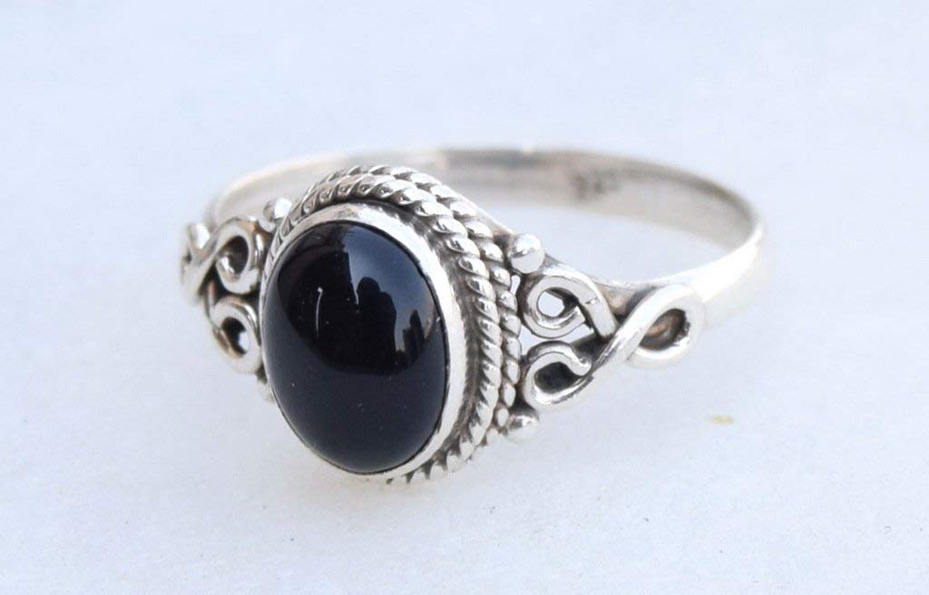 Black Onyx Stone Ring 925 Sterling Silver Statement Ring For Women Handmade Rings Gemstone Christmas Promise Ring Size US 9 Gift For Her