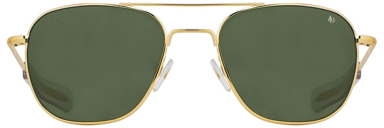 AO Original Pilot Sunglasses - Gold - Calobar Green AOLite Nylon Lenses - Bayonet Temple - Polarized - 55-20-140