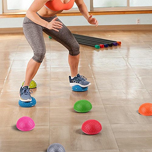 VGEBY Foot Massage Ball Inflatable Half Yoga Balls Massage Point Fitball Exercises Trainer Fitness (Silver)