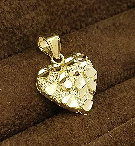 AMZ Jewelry 10k Yellow Gold Heart Nugget Pendant Nugget Heart Charm