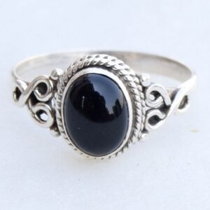 Black Onyx Stone Ring 925 Sterling Silver Statement Ring For Women Handmade Rings Gemstone Christmas Promise Ring Size US 9 Gift For Her