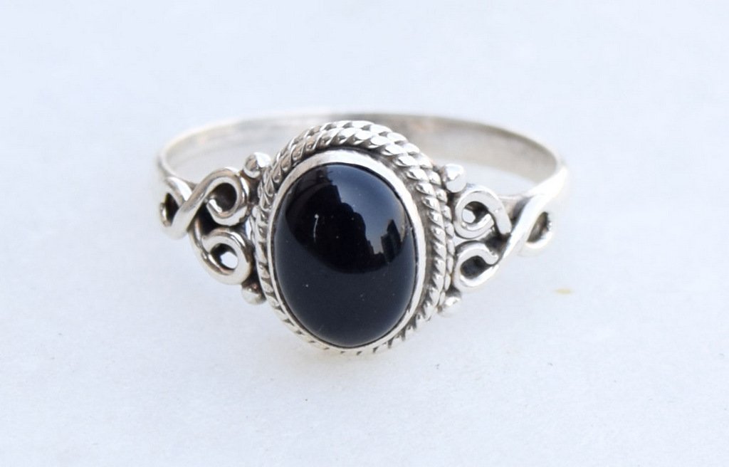 Black Onyx Stone Ring 925 Sterling Silver Statement Ring For Women Handmade Rings Gemstone Christmas Promise Ring Size US 9 Gift For Her