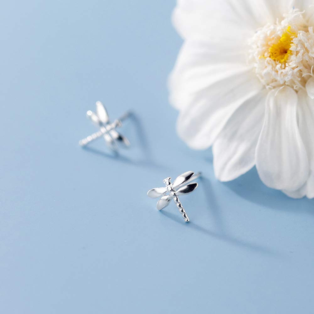 Dainty Dragonfly Tiny Stud Earrings S925 Sterling Silver for Women Girls Minimalist Insect Small Cartilage Earring Studs Jewelry Gifts Hypoallergenic