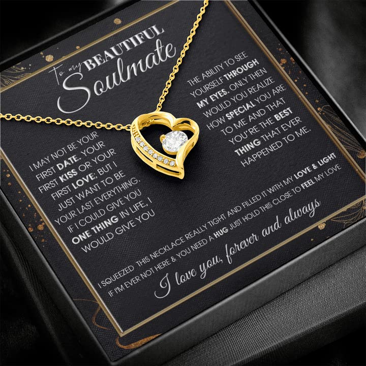 To My Wife Necklace, to My Future Wife Necklace, to My Soulmate Necklace For Girlfriend Forever Love Necklace (18k Yellow Gold Finish)