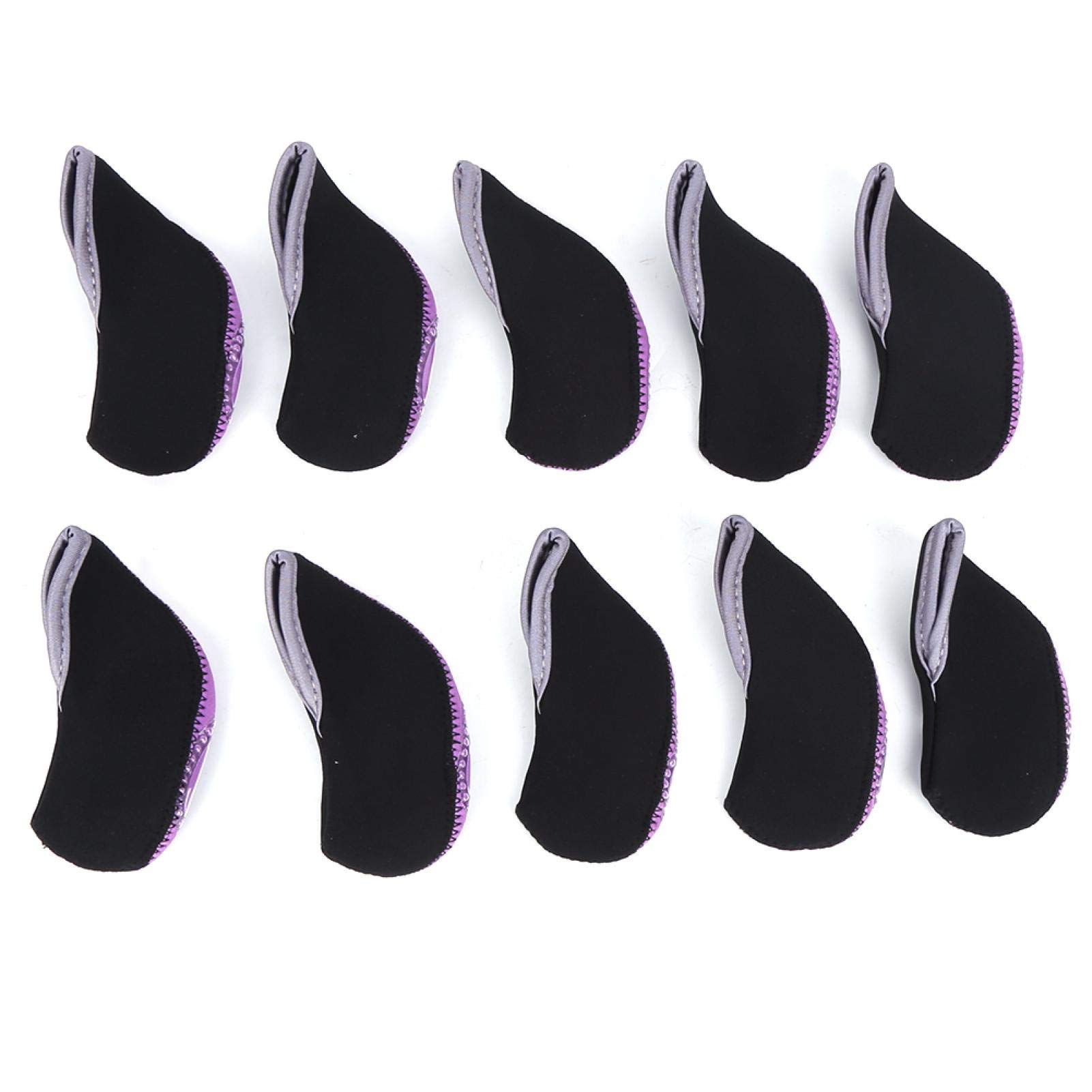 Liukouu Golf Club Iron Head Covers Set, 10Pcs Neoprene Head Cover Black Purple Number Golf Club Irons Covers for Golf Lovers