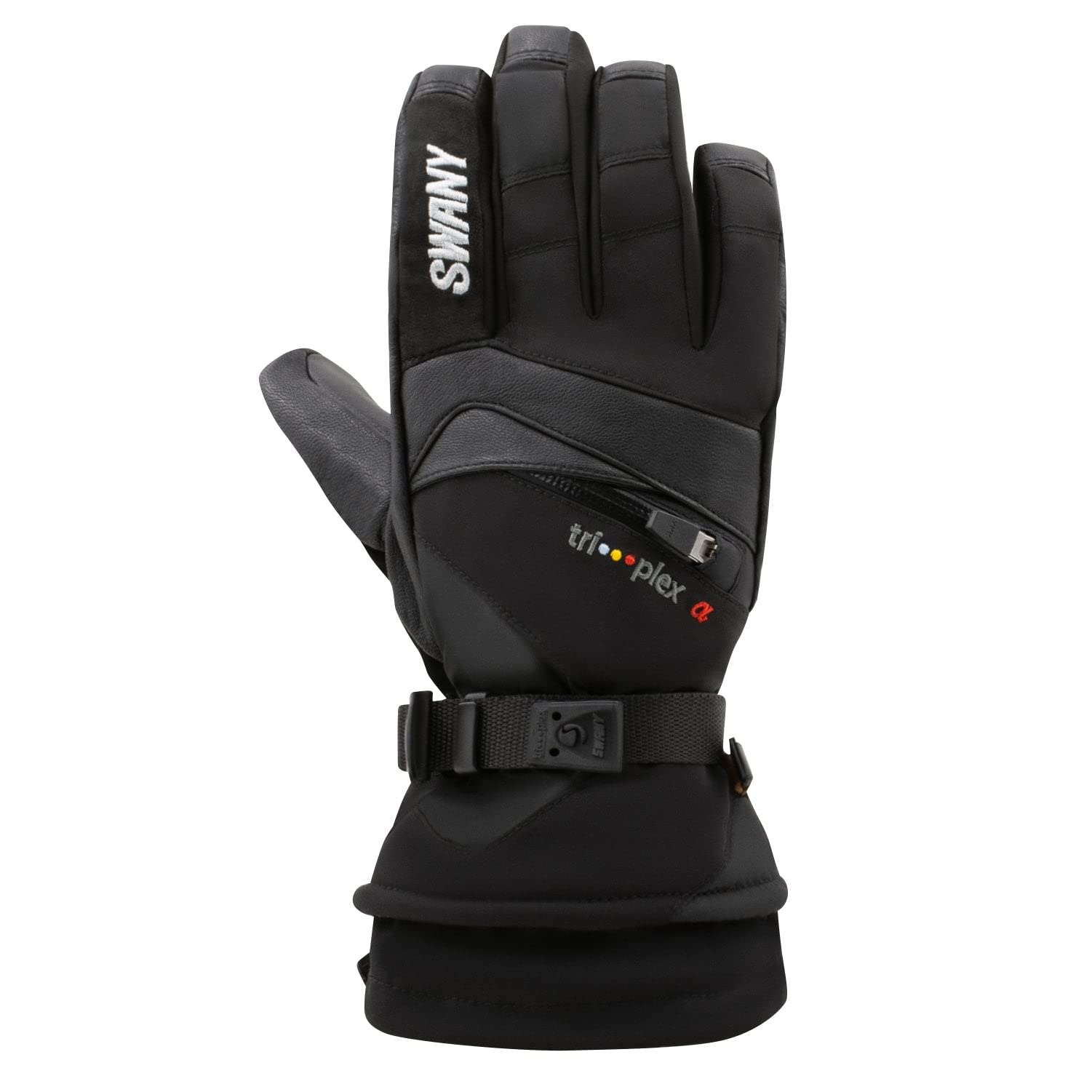 Swany Women's X-Change Sports Moisture-Wicking Quick-Drying Warm Durable Flexible Leather Winter Gloves, Black, Medium