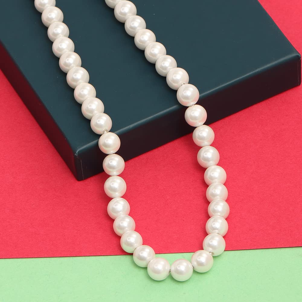 LeCalla Pearl Necklace 925 Sterling Silver Necklaces 8 mm Faux Pearls Necklaces for Women