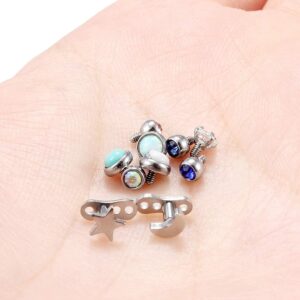 Jenxnjsjo Dermal Piercing Jewelry Tops Back Anchor Surgical Steel Top 14g Titanium Base Face Heart Microdermal Micro Dermals Punk Body Piercings Studs for Women Men Hypoallergenic