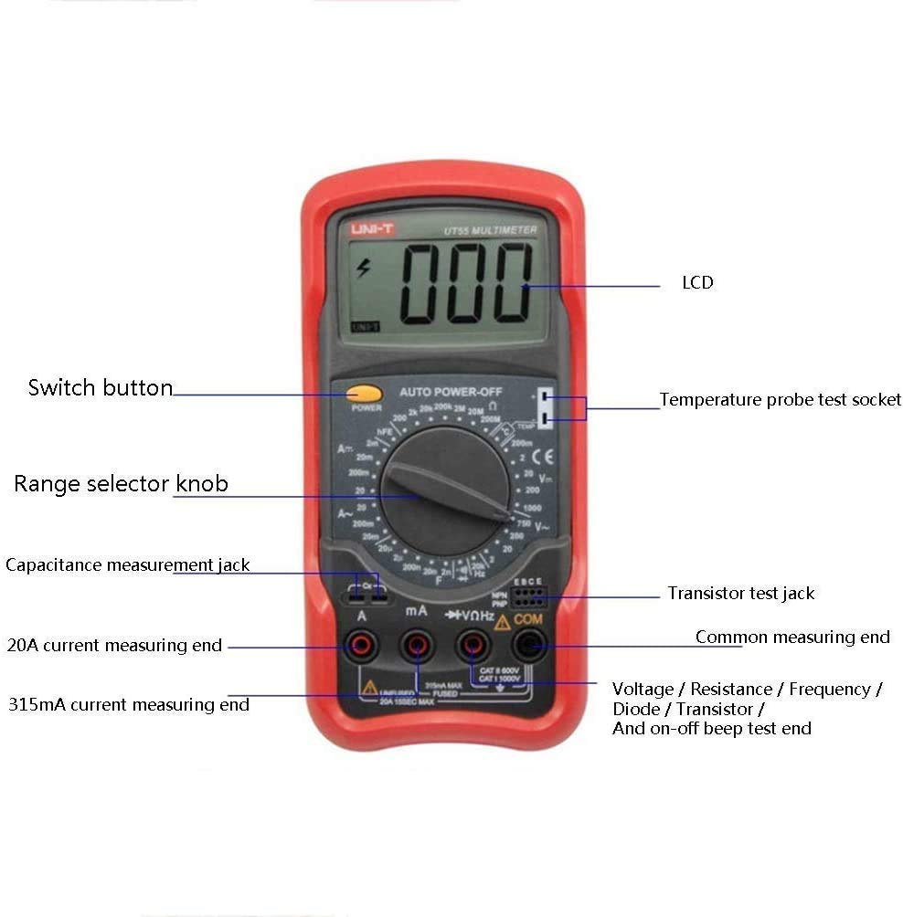 UNI-T UT55 Digital Multimeter with Capacitance/Frequency/Temperature Function Large Screen Digital Multimeter,ut55 Testing Measuring Tools