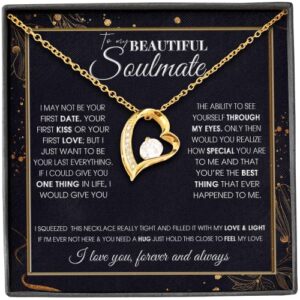 to my wife necklace, to my future wife necklace, to my soulmate necklace for girlfriend forever love necklace (18k yellow gold finish)