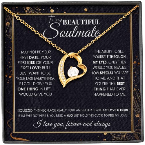 To My Wife Necklace, to My Future Wife Necklace, to My Soulmate Necklace For Girlfriend Forever Love Necklace (18k Yellow Gold Finish)