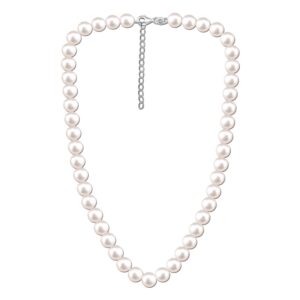 lecalla pearl necklace 925 sterling silver necklaces 8 mm faux pearls necklaces for women