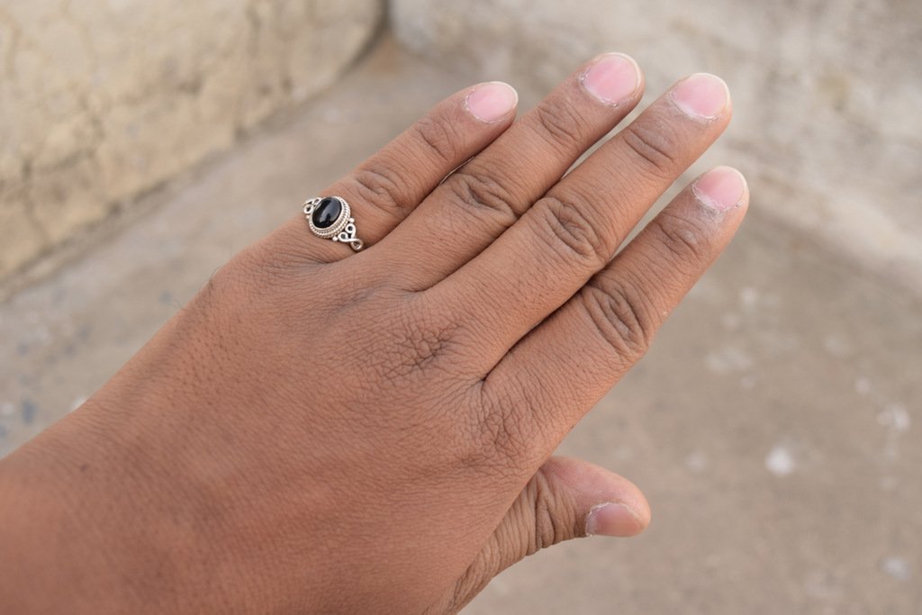 Black Onyx Stone Ring 925 Sterling Silver Statement Ring For Women Handmade Rings Gemstone Christmas Promise Ring Size US 9 Gift For Her