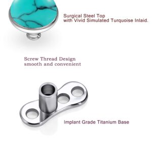 Jenxnjsjo Dermal Piercing Jewelry Tops Back Anchor Surgical Steel Top 14g Titanium Base Face Heart Microdermal Micro Dermals Punk Body Piercings Studs for Women Men Hypoallergenic