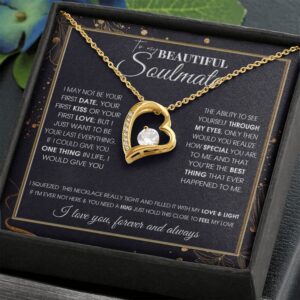 To My Wife Necklace, to My Future Wife Necklace, to My Soulmate Necklace For Girlfriend Forever Love Necklace (18k Yellow Gold Finish)