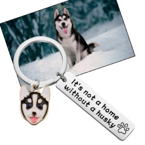 CYTING Dog Lover Gift It's Not A Home Without A Husky Keychain Dog Mom/Dad Gift