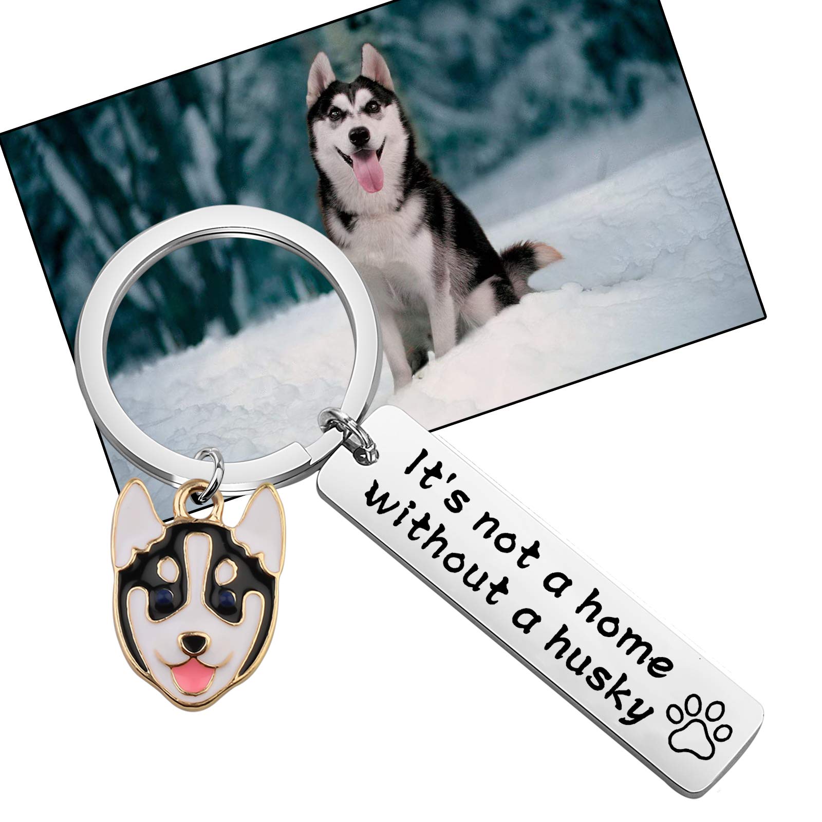 CYTING Dog Lover Gift It's Not A Home Without A Husky Keychain Dog Mom/Dad Gift