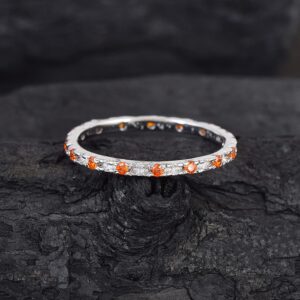 Ravishing Impressions 925 Sterling Silver Round Carnelian Minimalist Delicate Stacking Women Ring Jewelry