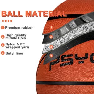 Wisdom Leaves Kids Youth Basketball Size 5 (27.5") Rubber Indoor Outdoor Basketball for Child Boy Girls Teen Park Backyard Pool Play Games