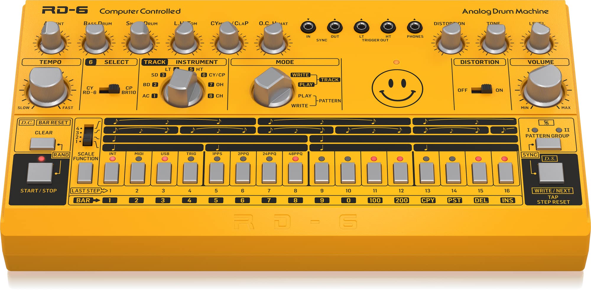 Behringer RD-6-AM Analog Drum Machine - Yellow