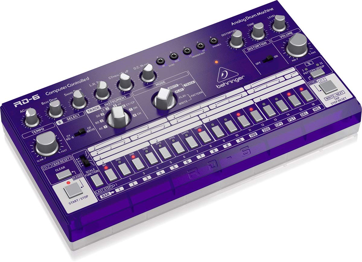 Behringer Rhythm Designer RD-6 Analog Drum Machine, Purple Translucent