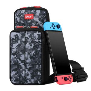 sunjoyco backpack carrying travel bag fit for nintendo switch, large capacity switch backpack, sling crossbody bag shoulder bag, cute travel carrying case, chest gaming bag switch storage bag for men