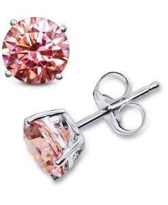 oro leoni 14k white gold simulated morganite stud earrings, 7mm round