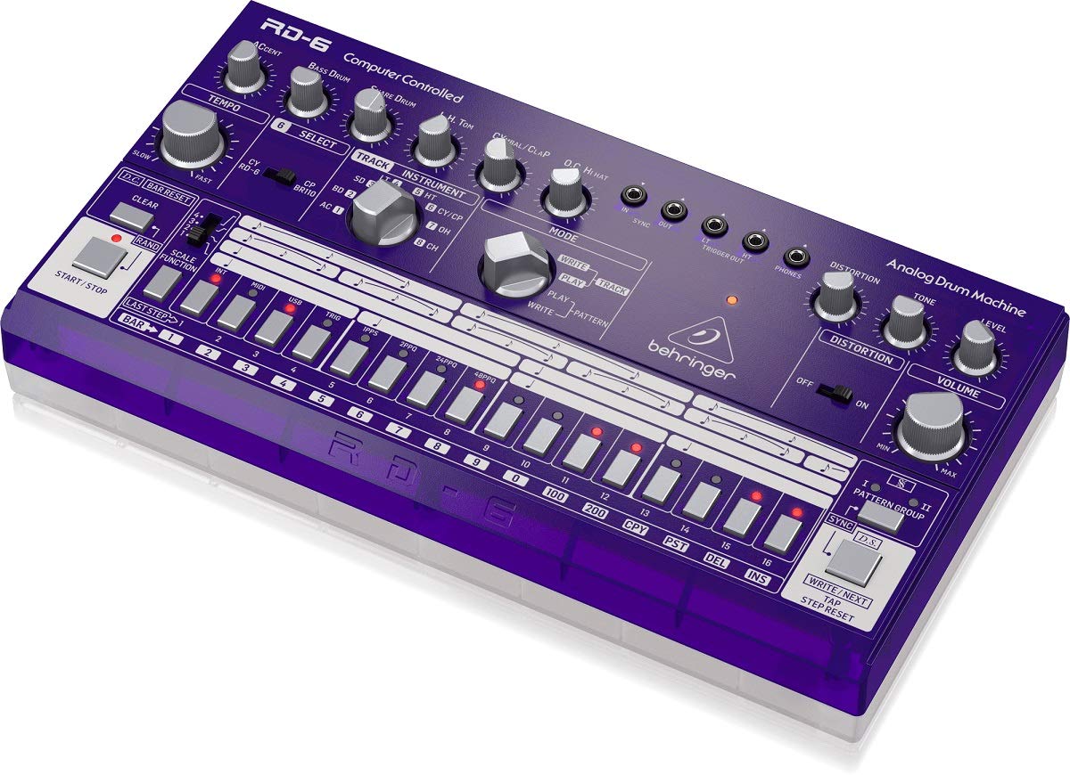 Behringer Rhythm Designer RD-6 Analog Drum Machine, Purple Translucent